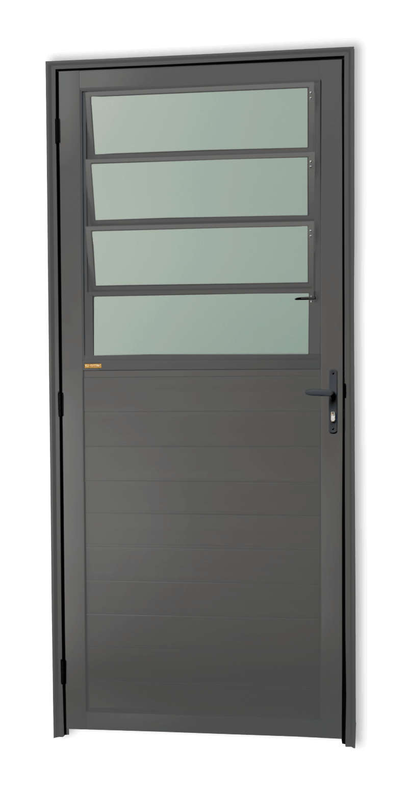 Porta de Alumínio Lambril c/basculante Linha Super-25 cinza - BRIMAK ...