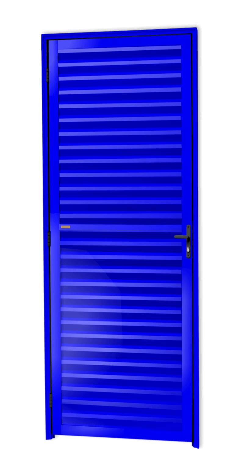 Porta de Alumínio Fechada Linha L-25 azul - BRIMAK Portas e Janelas